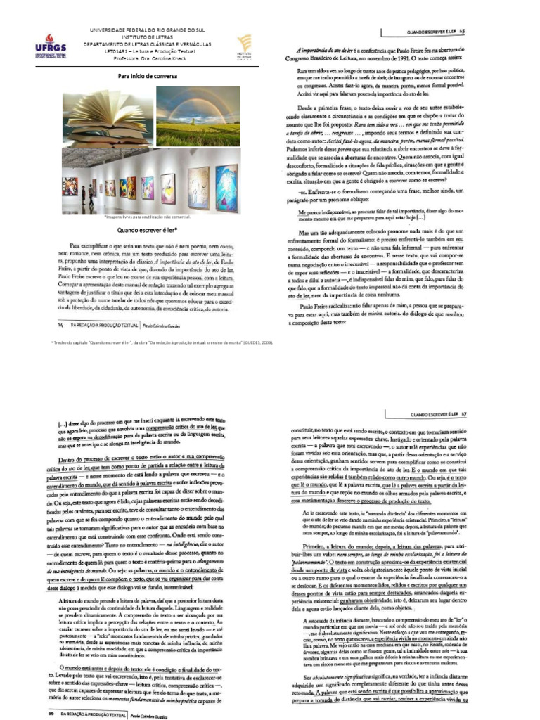 Aula 1 - Quando Escrever É Ler - Conceitos Iniciais | PDF