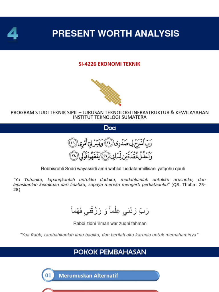 Present Worth Analysis: Si-4226 Ekonomi Teknik | PDF