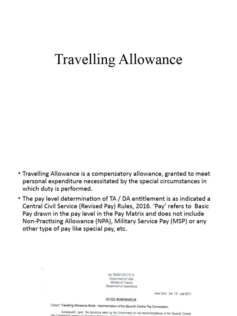 Travelling Allowance | PDF