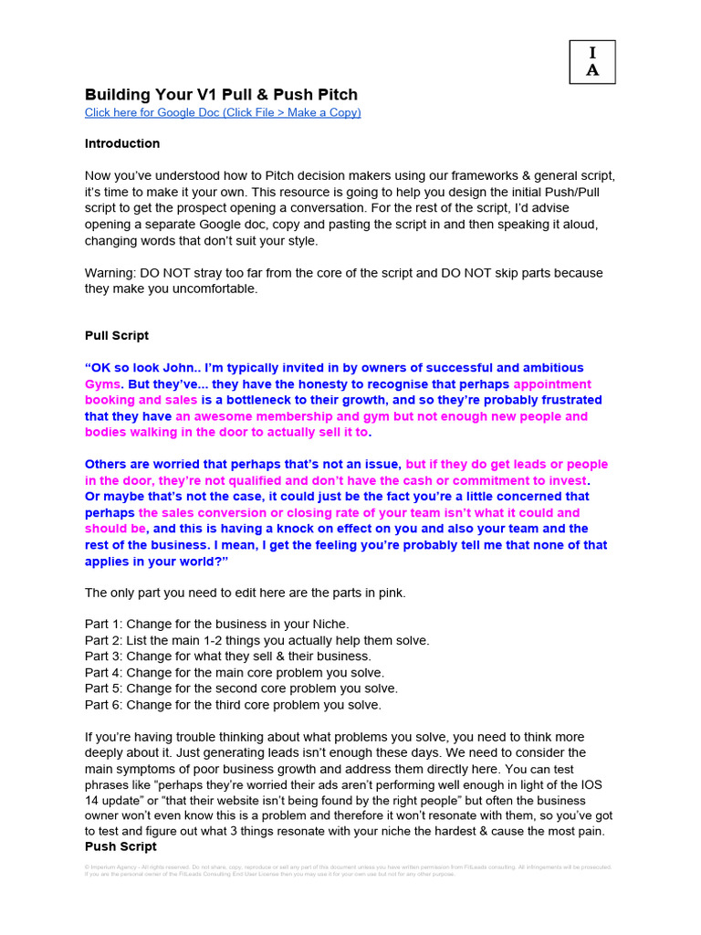 Crafting Your Pull & Push Sales Script | PDF | Career & Growth | Business
