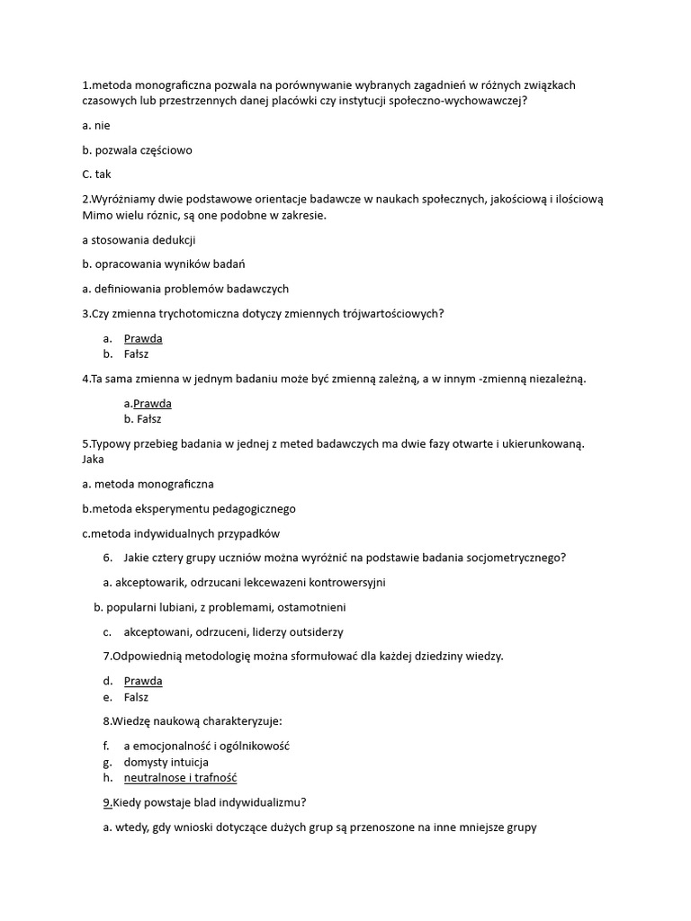 Pyt. Metodologia | PDF