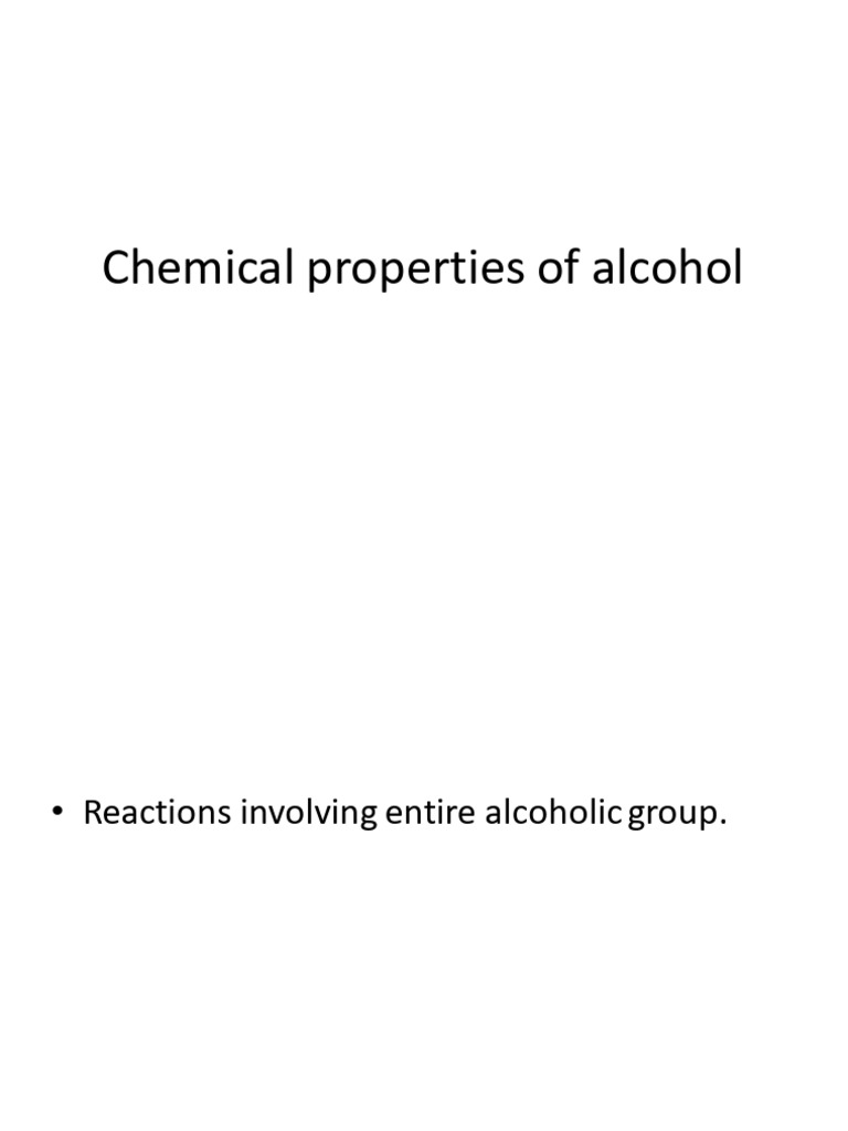 Chemical Properties of Alcohols Explained | PDF | Chemical Elements ...