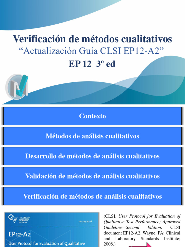Verificación de Métodos Cualitativos CLSI EP12 | PDF | Reacción en ...