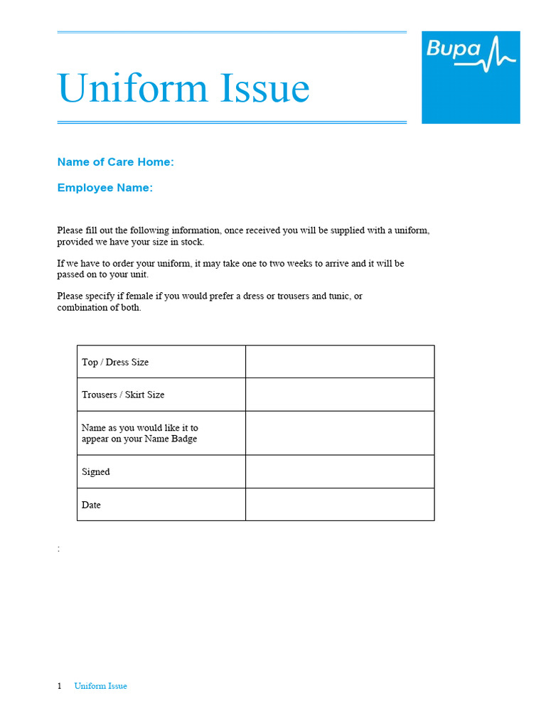 Uniform Issue Form | PDF