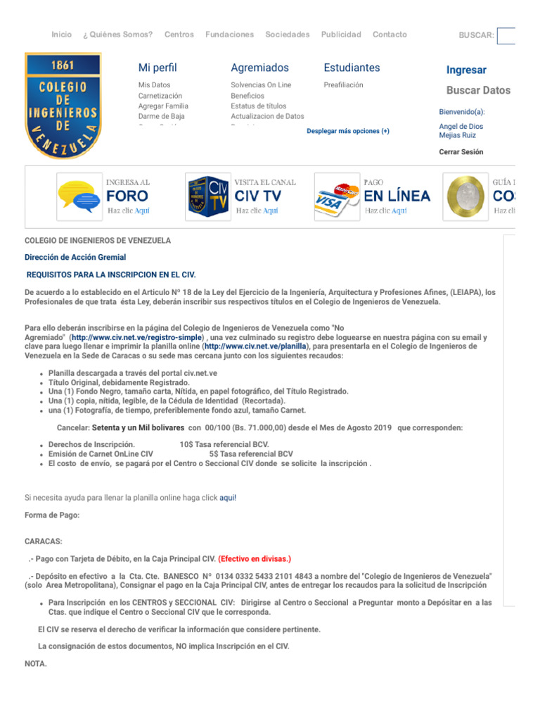 Requisitos para La Inscripción CIV | PDF