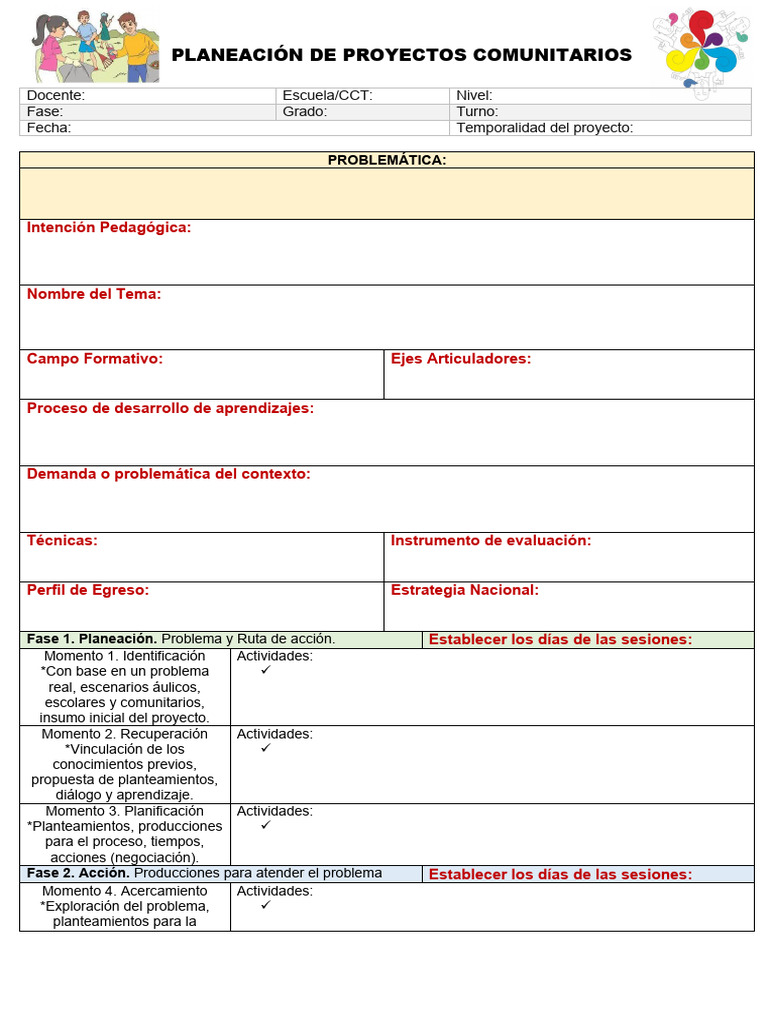 Formato Planeación Proyectos Comunitarios | PDF