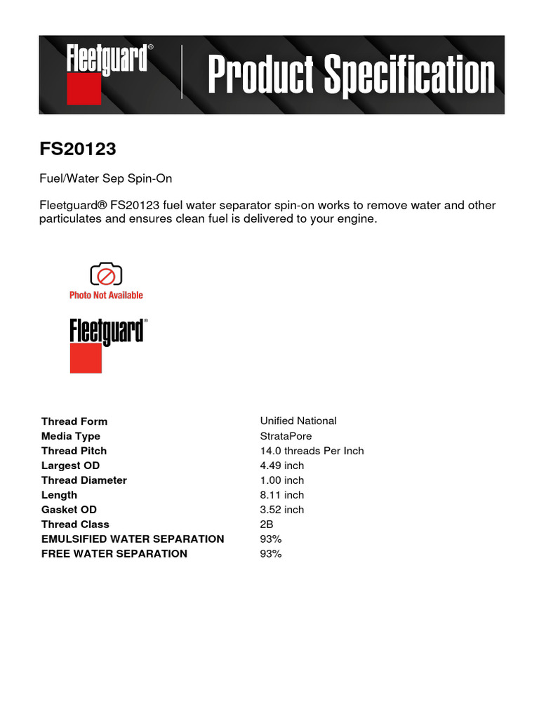 Product Specification - FS20123 | PDF