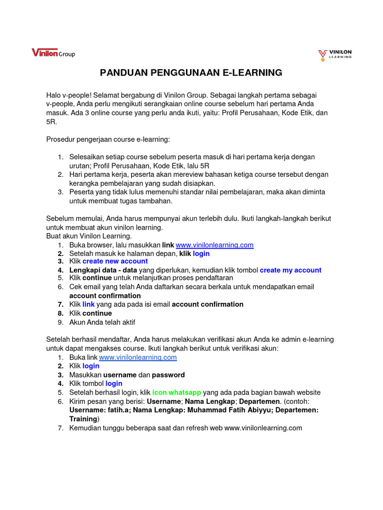 Panduan Penggunaan E-Learning-1 | PDF