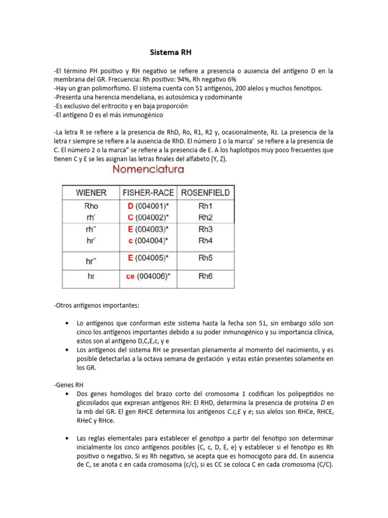 Sistema RH: Genotipo y Antígenos | PDF | Genotipo | Alelo