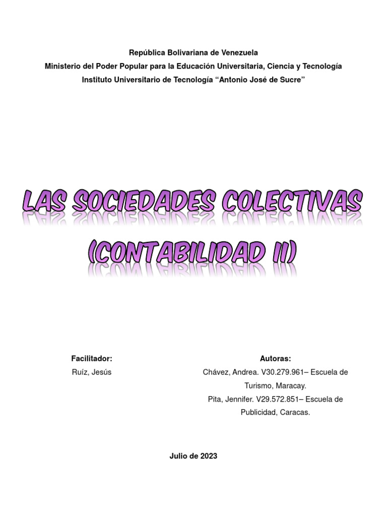 Trabajo Sociedades Colectivas | PDF | Sociedad General | Contabilidad