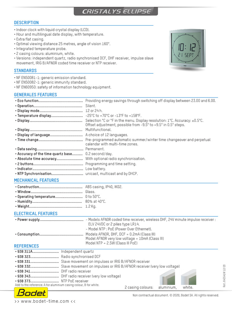 Digital Clock Cristalys Ellipse | PDF