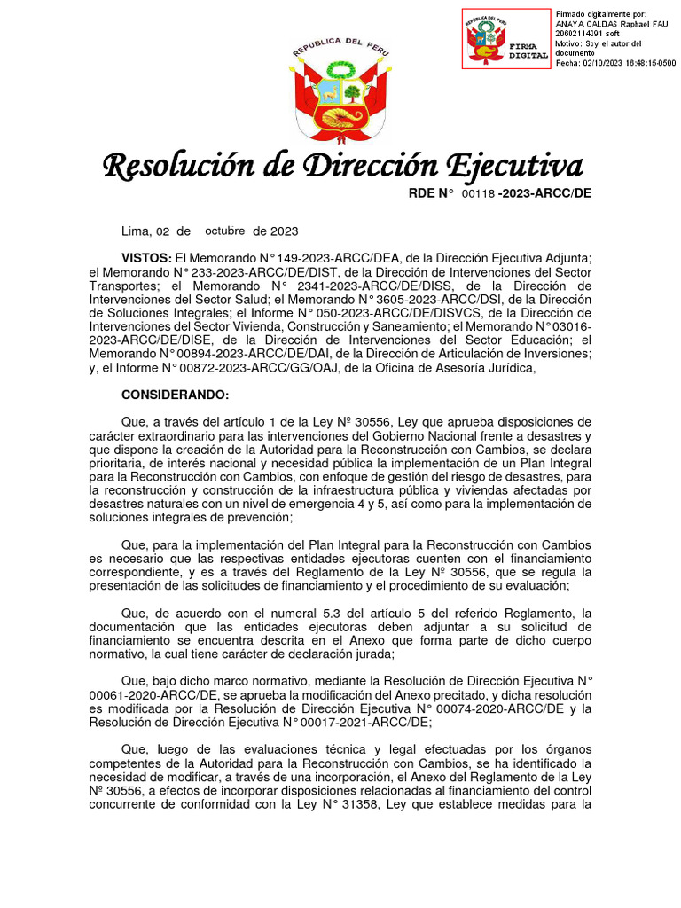 Rde 00118 2023 Arcc de | PDF | Regulación | Justicia