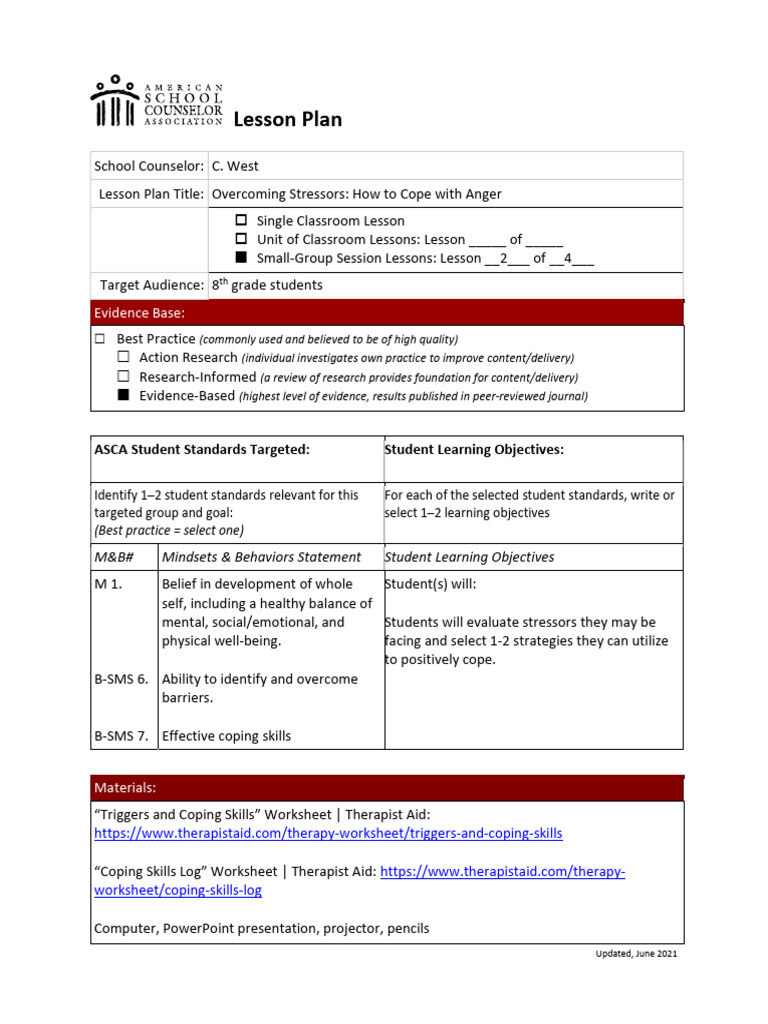 Lesson Plan v2 | PDF | School Counselor | Lesson Plan