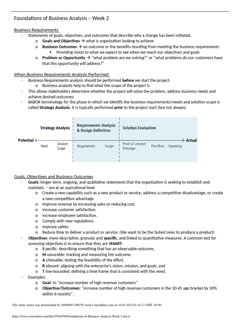Foundations of Business Analysis Week 2 | PDF
