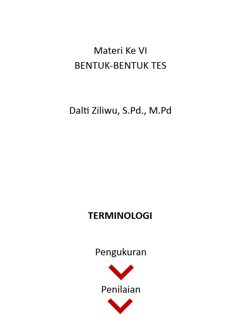 Bentuk Bentu Tes Materi Ke IV | PDF