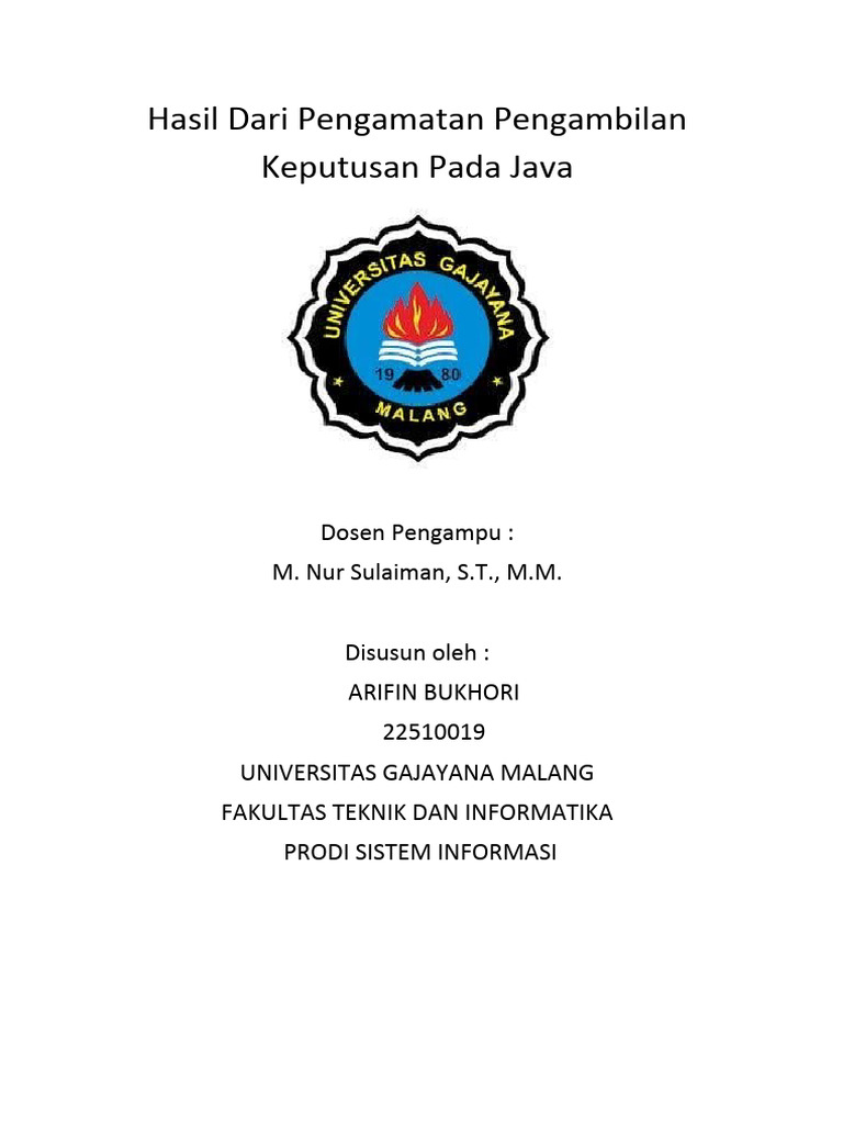 Hasil Dari Pengamatan Pengambilan Keputusan Pada Java | PDF | Komputer