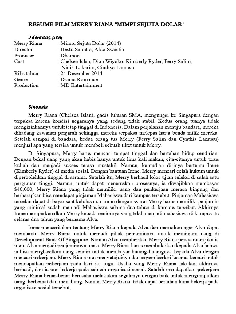 Resume Film Merry Riana | PDF