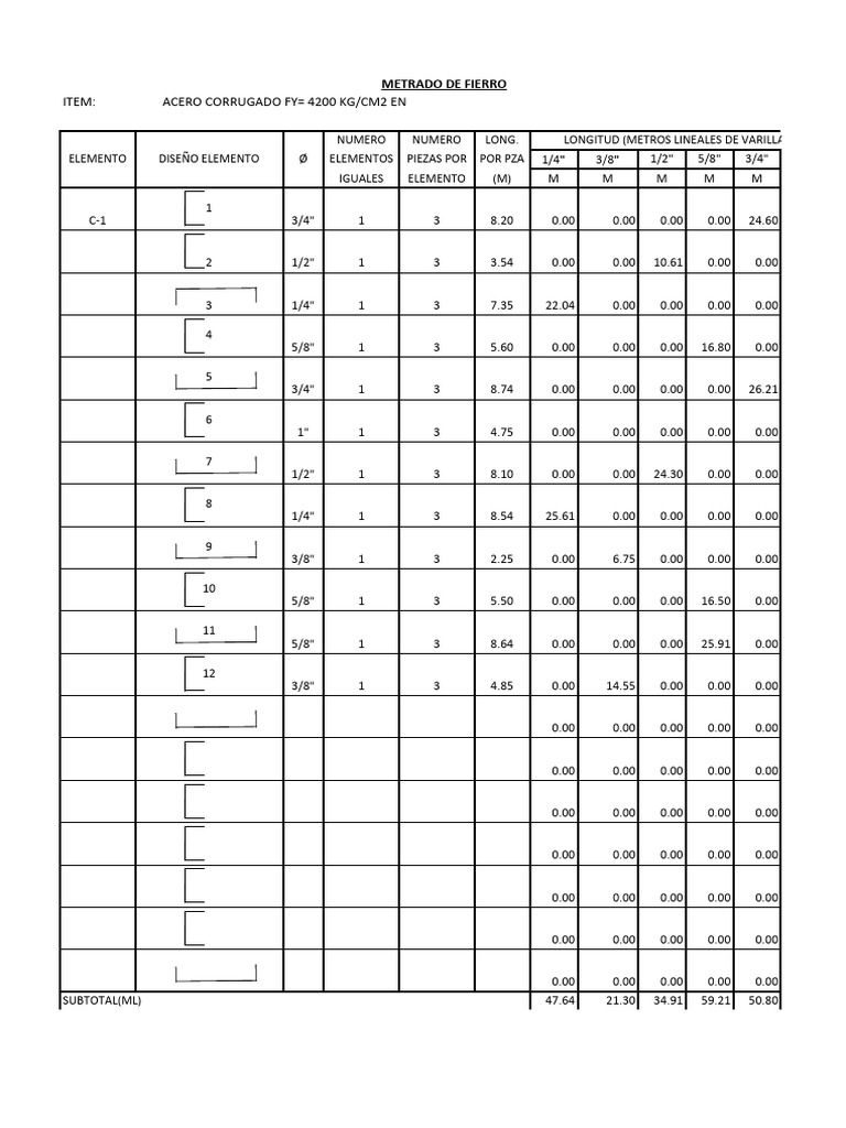 Planilla Metrados Acero | PDF | Technology & Engineering