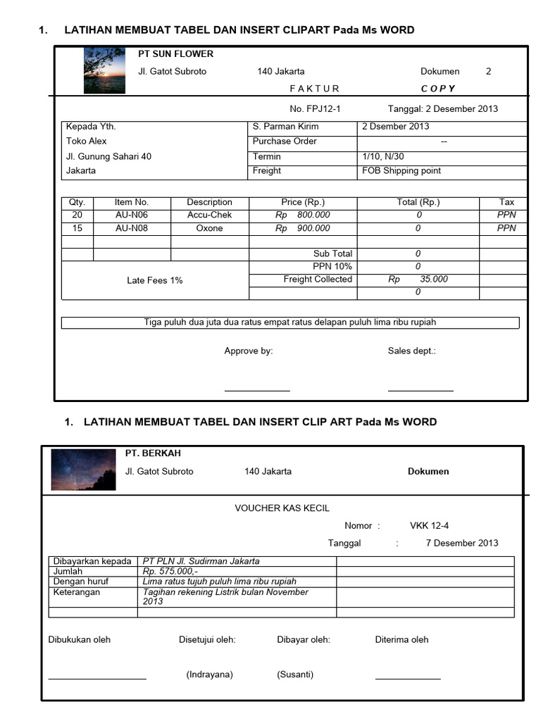 Latihan Word 6 Table Tex Box | PDF