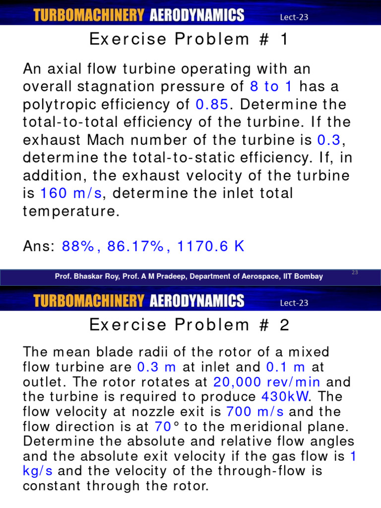 Exercise Lec-23 Dfdhy | PDF | Turbine | Engines