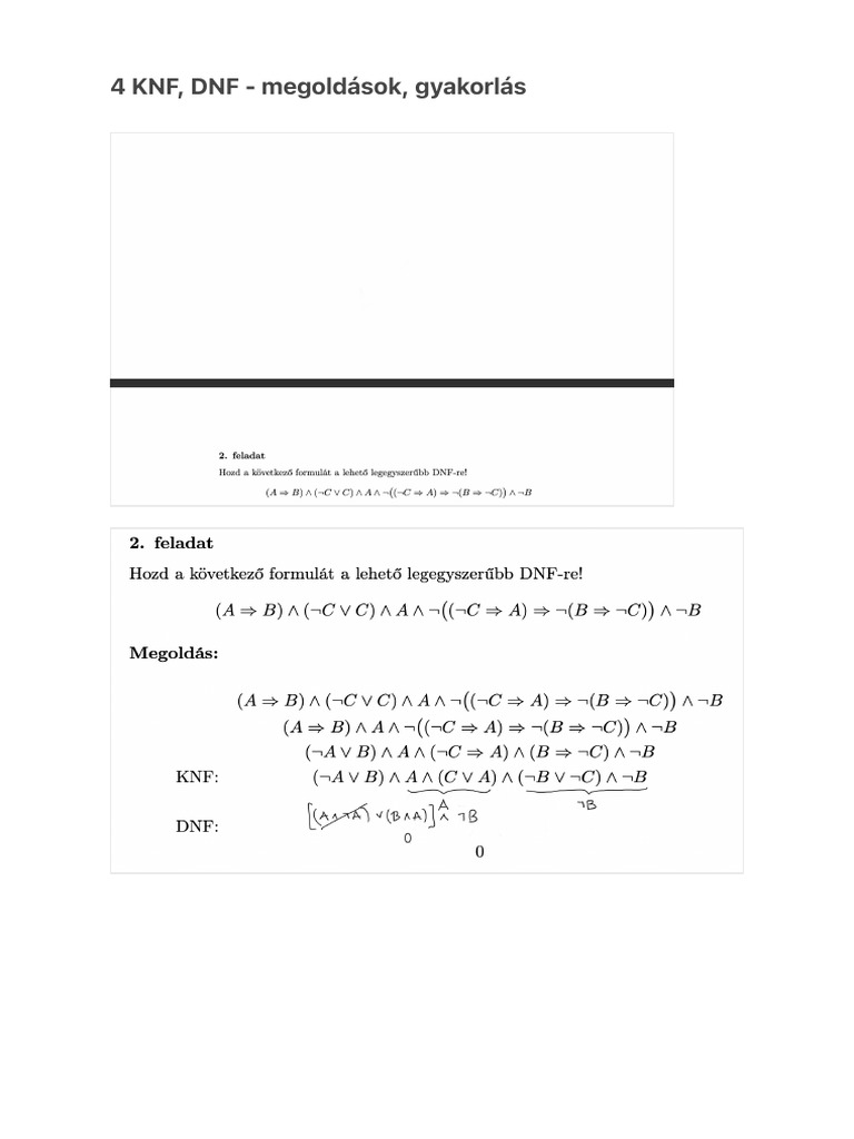 4 KNF, DNF - Megoldások, Gyakorlás | PDF