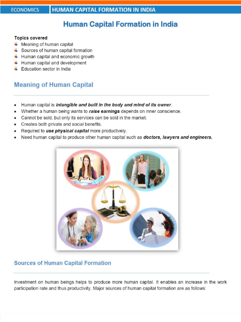 Human Capital Formation in India | PDF
