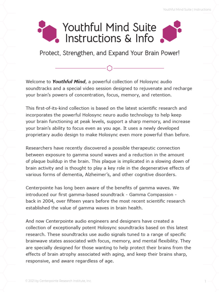 YM Youthful Mind Instructions Final Compressed | PDF | Self-Improvement | Wellness