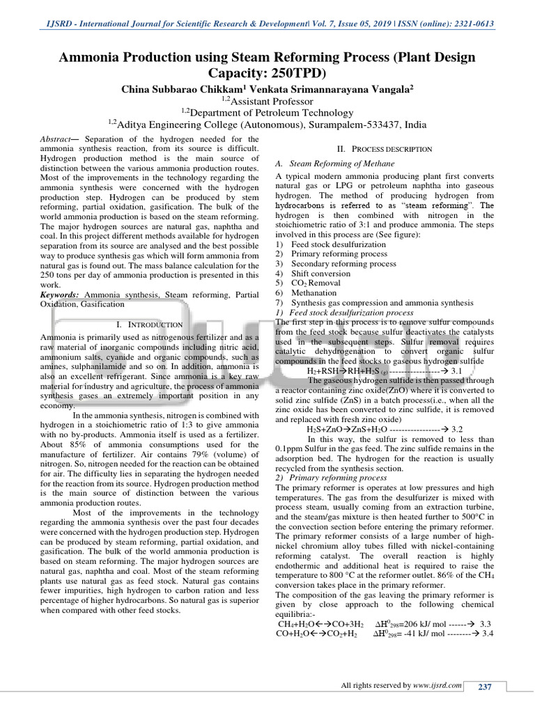 Ammonia Simulation Paper | PDF | Ammonia | Hydrogen