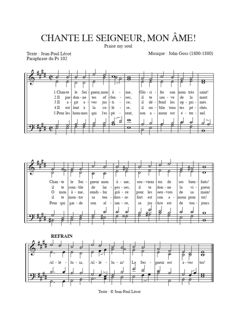 Chante le Seigneur.Lécot.Goss.Mi.Praise | PDF