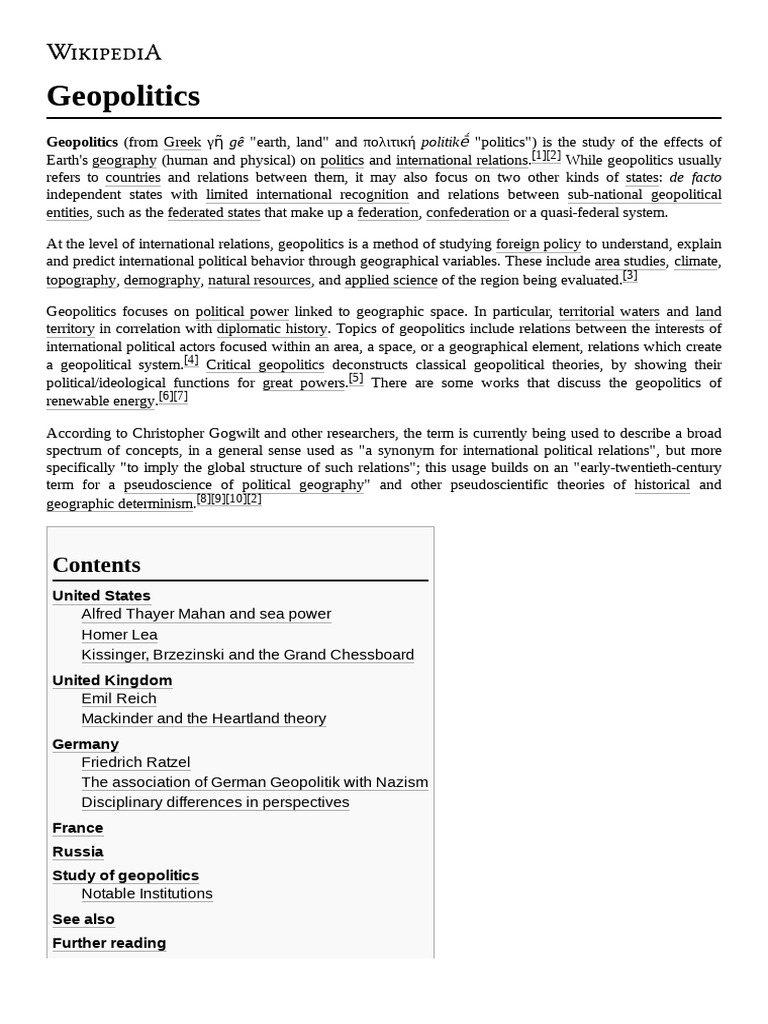 Geopolitics | PDF | Geopolitics | Political Science