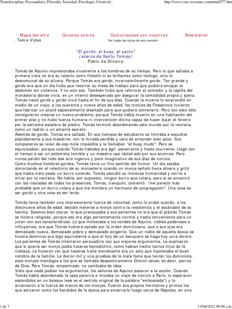 2 - Da Silveira, El Gordo, El Buey, El Santo | PDF | Aristóteles | Tomás de Aquino