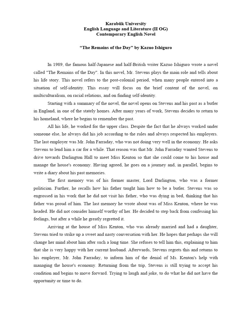 Contemporary English Novel | PDF