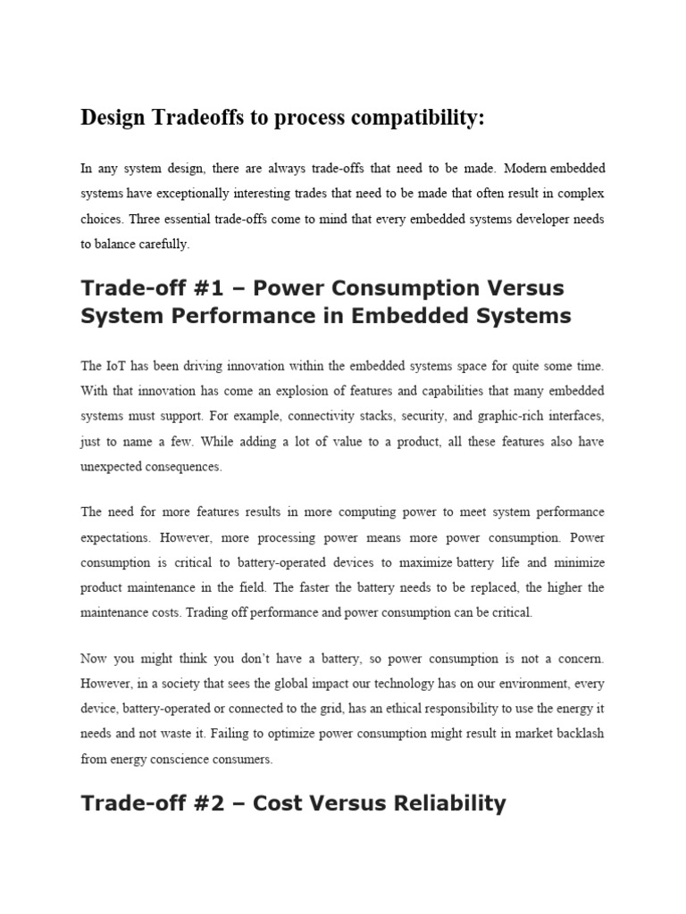 Design Tradeoffs | PDF | Trade Off | Embedded System