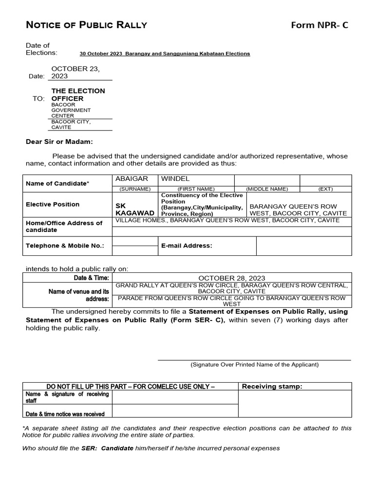 NPR Notice of Public Rally | PDF