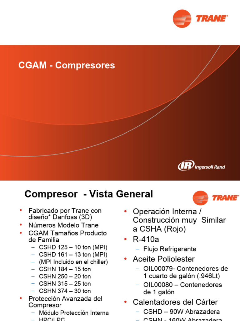 Manual de Compresores Trane CGAM | PDF | Naturaleza | Máquinas