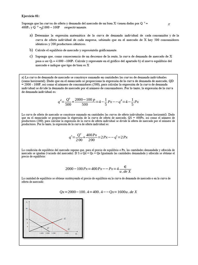Sesión 8-Ejercicios de Equilibrio de Oferta y Demanda | PDF Sesión 8-Ejercicios de Equilibrio de Oferta y Demanda | PDF