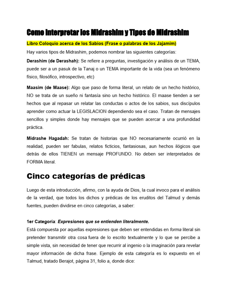 Como interpretar los Midrashim y Tipos de Midrashim | PDF | Realidad ...