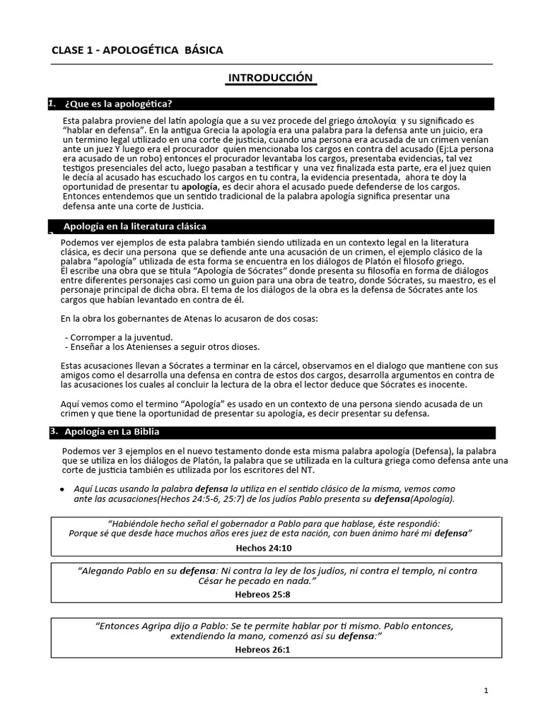 Clase1 Apologetica Basica RinconApologetico | PDF | Apologética | Dios