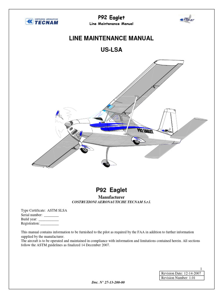 P92 Eaglet LSA Maintenance Manual | PDF