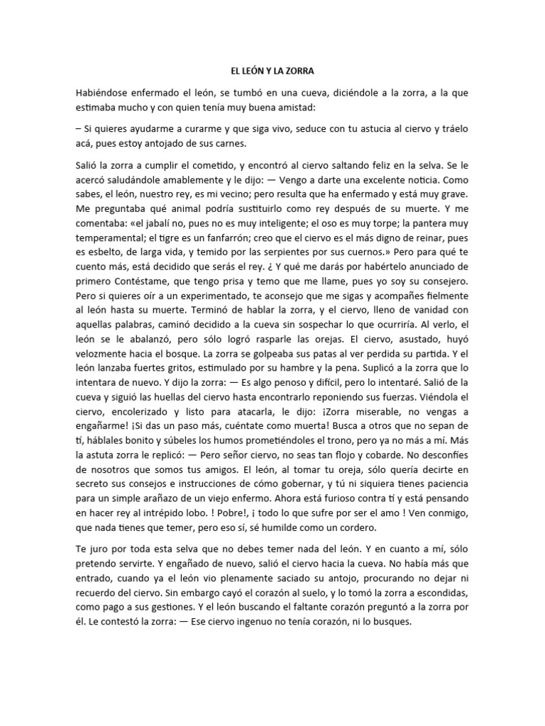 El León y La Zorra | PDF | León