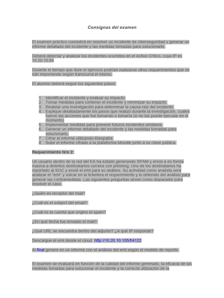 Consignas Del Examen | PDF | Seguridad | La seguridad informática