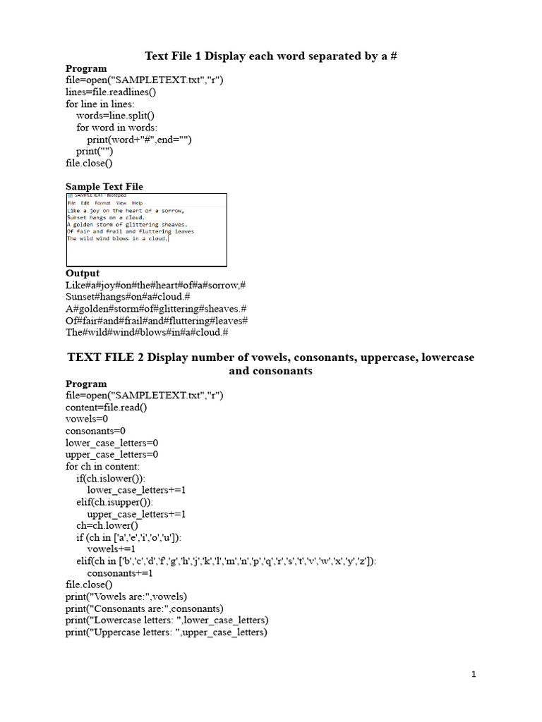 Grade XII - Python Programs - To Be Written in Record | PDF | Text File ... Grade XII - Python Programs - To Be Written in Record | PDF | Text File ...