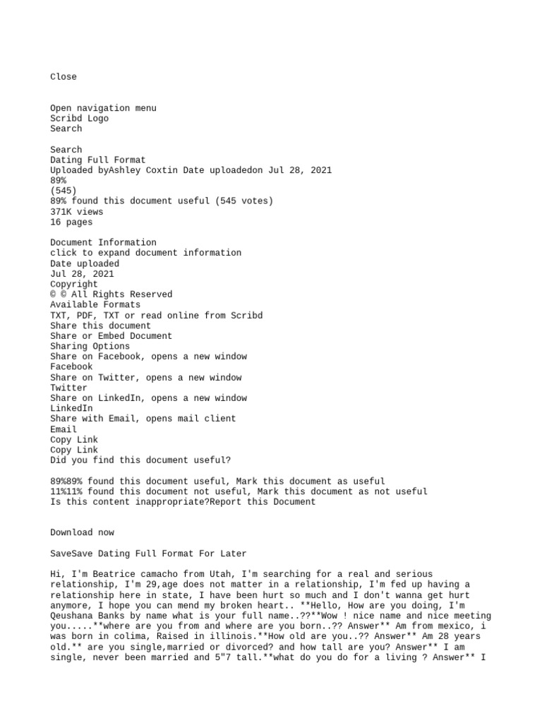 Dating Format | PDF | Lifestyle