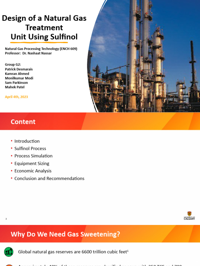 ENCH 609 Presentation Group G2 (Sulfinol) | PDF | Chemical Engineering | Chemical Process ...