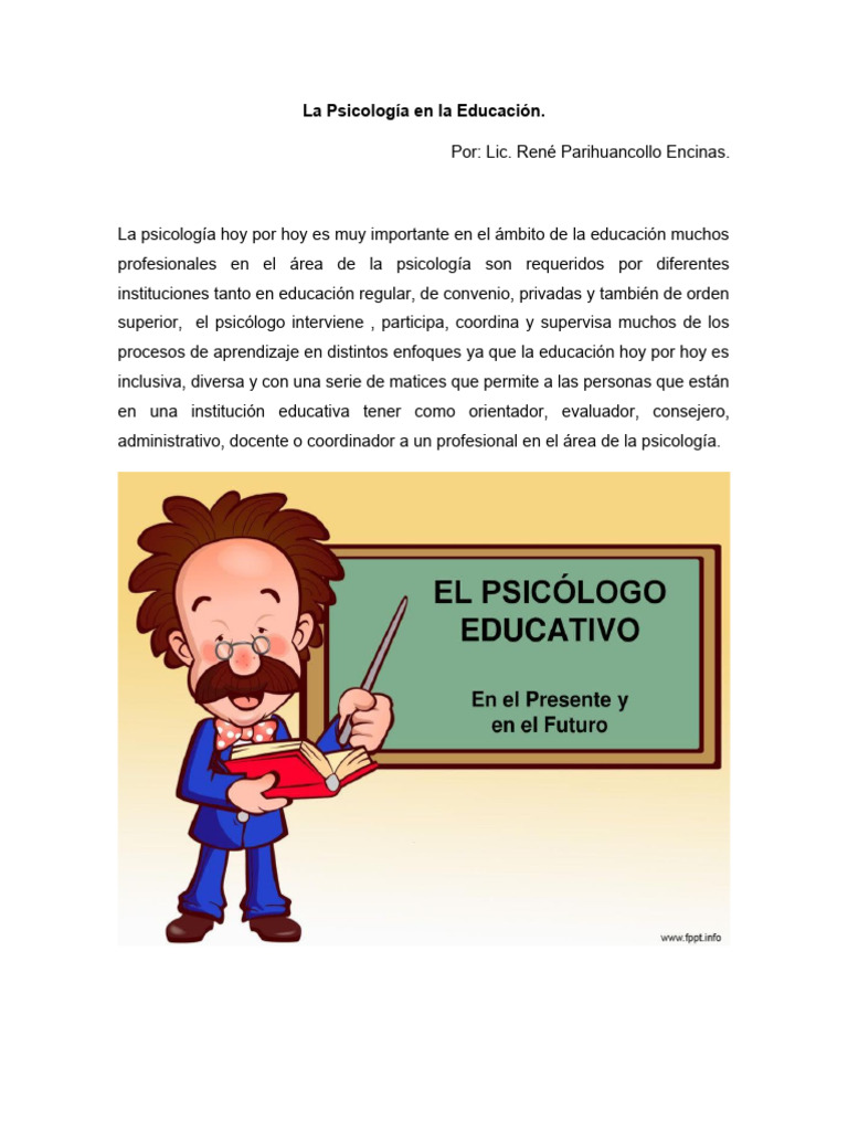 La Psicología en La Educación | PDF