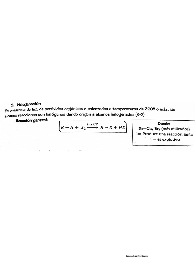 Halogenación de Alcanos | PDF