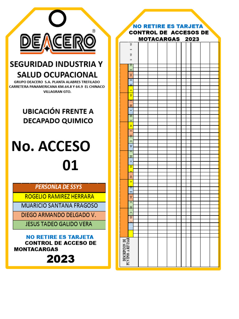 Tarjeta de Acceso de Montacargas | PDF