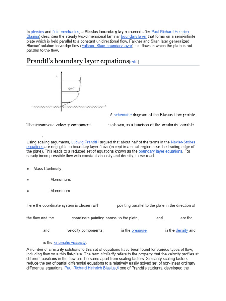 Blasius Boundary Layer Pdf Boundary Layer Civil Engineering