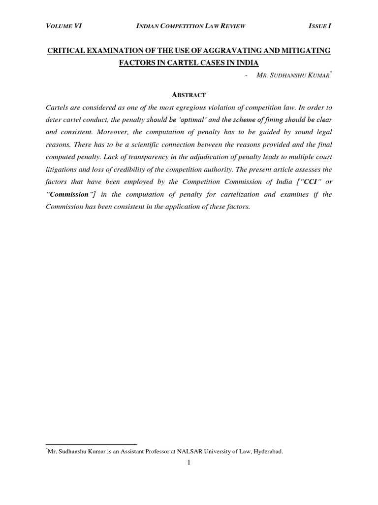 Cartels Aggravating-and-Mitigating-Factors-in-Cartel-Cases-in-India | PDF