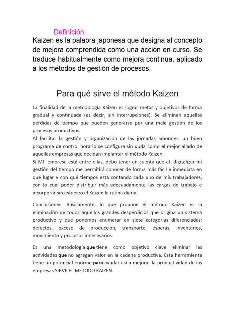 Metodo Kaizen | PDF | Business | Producción y fabricación